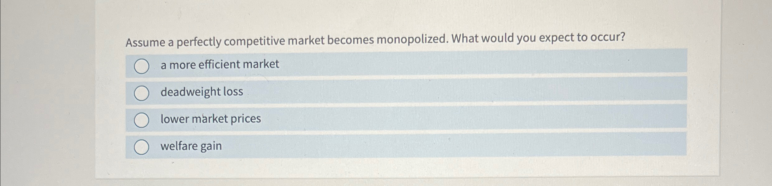 Solved Assume a perfectly competitive market becomes | Chegg.com