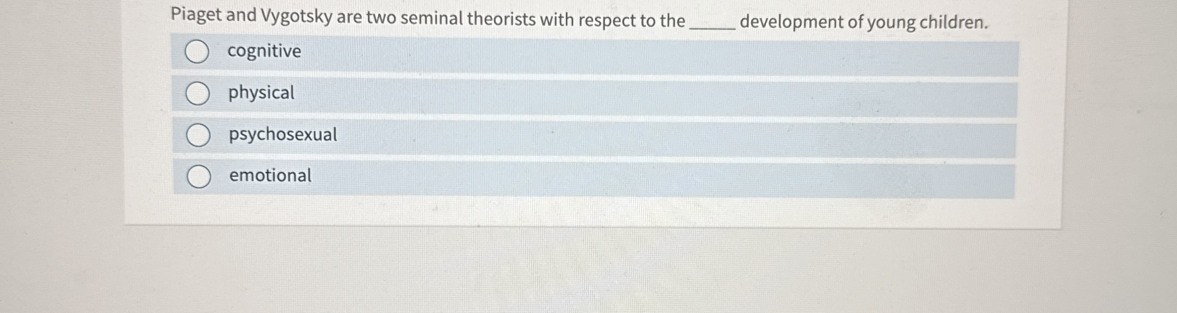 Solved Piaget and Vygotsky are two seminal theorists with | Chegg.com