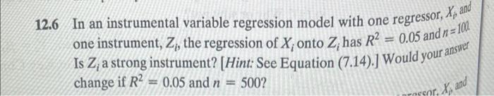 Solved 2.6 In an instrumental variable regression model with | Chegg.com