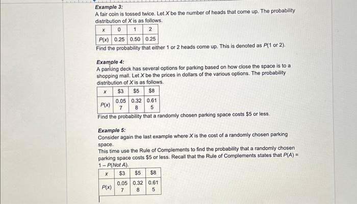 Solved Example 3: A fair coin is tossed twice. Let X be the | Chegg.com