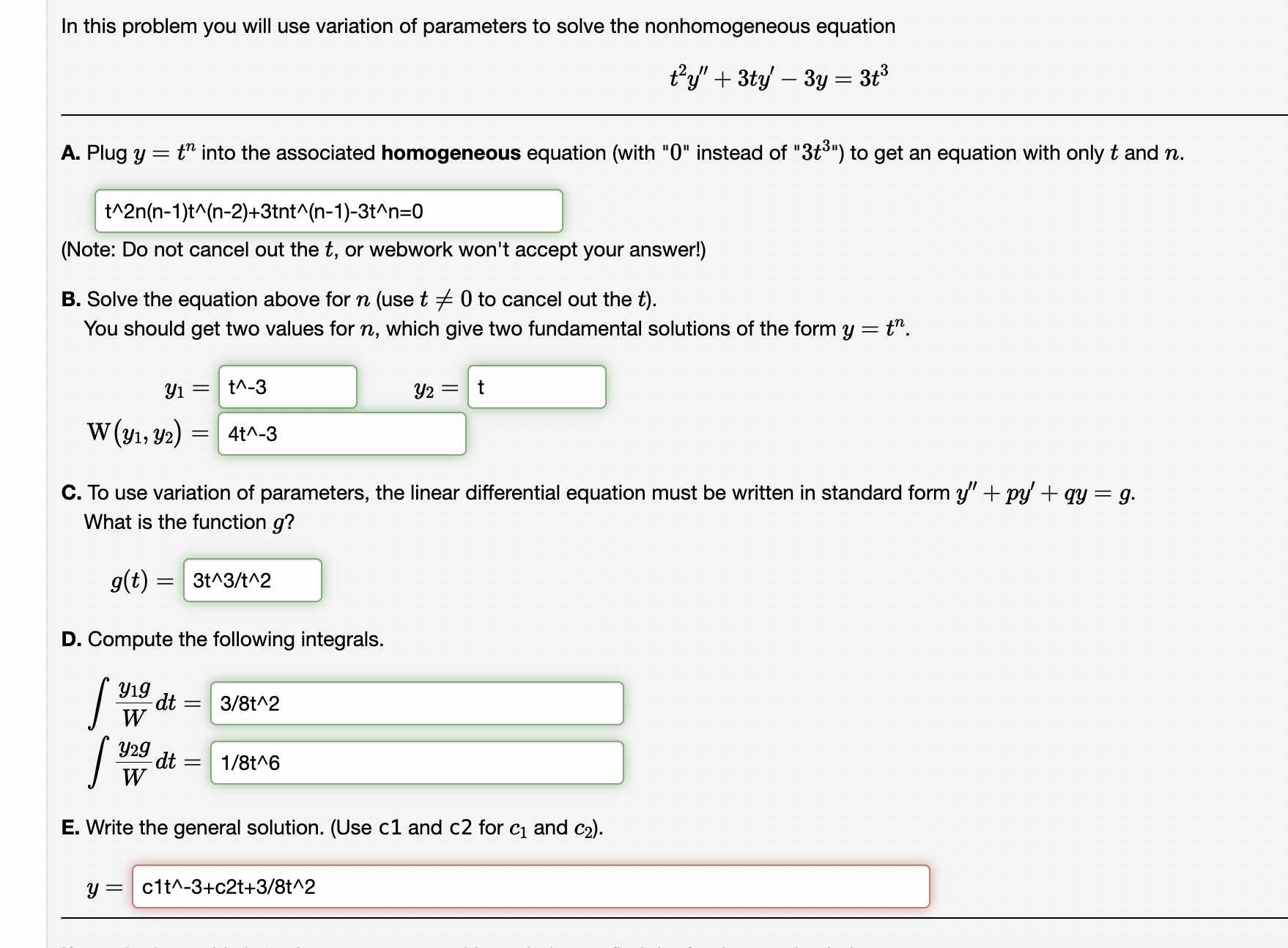 Solved In this problem you will use variation of parameters | Chegg.com