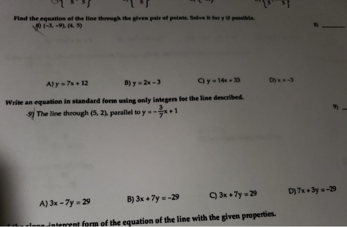 Solved u5'5 " 5 Find the equation of the line through the | Chegg.com