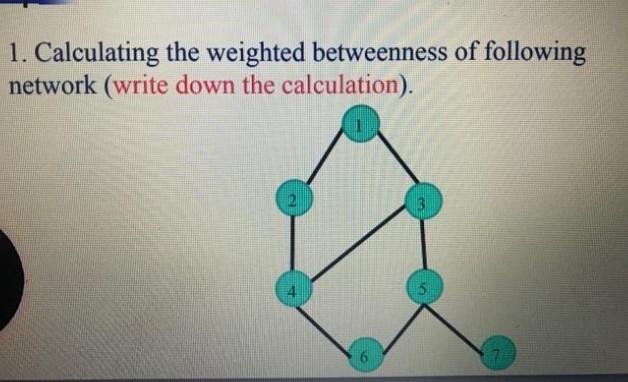 Solved 1. Calculating the weighted betweenness of following | Chegg.com