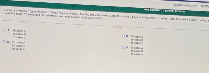 Solved Inis questions 1 poritis) possipie A company makes 3 | Chegg.com