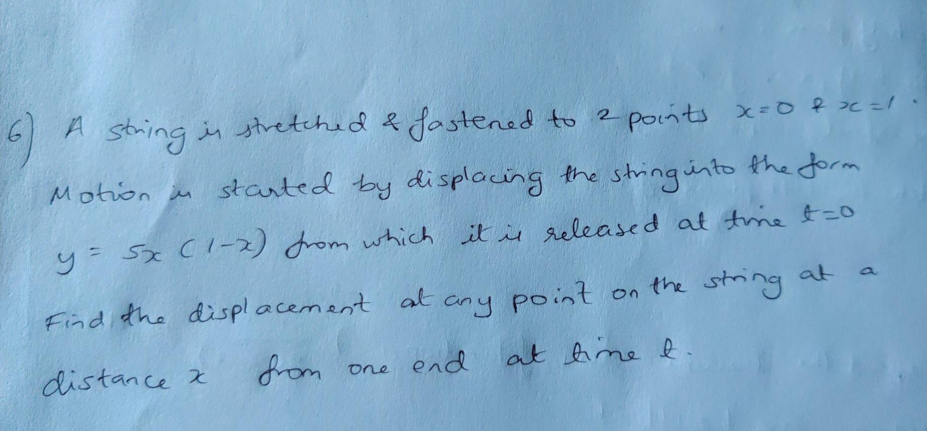 Solved 6) A string is stretched & fastened to 2 points | Chegg.com