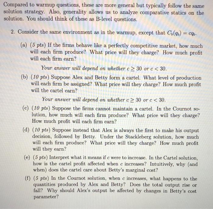 Solved Warmup Warmup questions provide practice with | Chegg.com