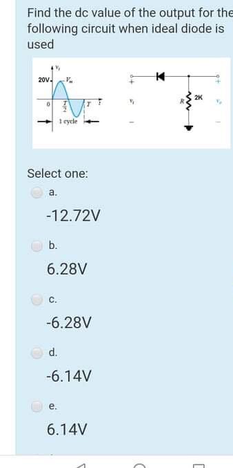 Solved Find the dc value of the output for the following | Chegg.com