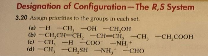 Solved Designation of Configuration - The R,S System 3.20 | Chegg.com