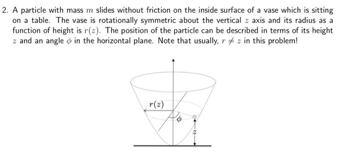 Solved 2. A particle with mass m slides without friction on | Chegg.com