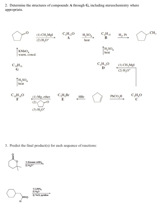 Solved 2. Determine the structures of compounds A through G, | Chegg.com