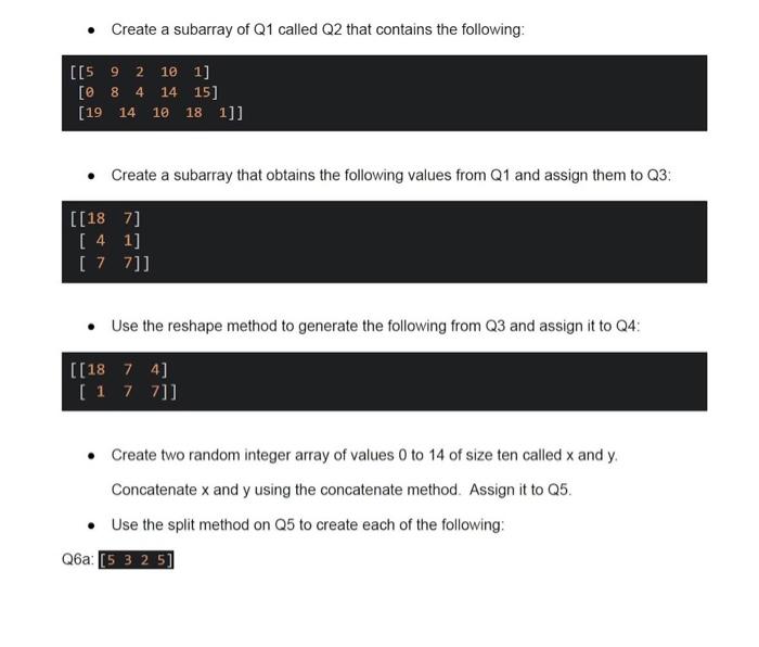 Solved Set Your Np Random Seed To 56 Create A Random 