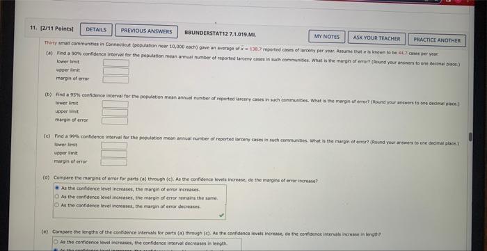 Solved lower linit upper limit irargin of error iower limit | Chegg.com
