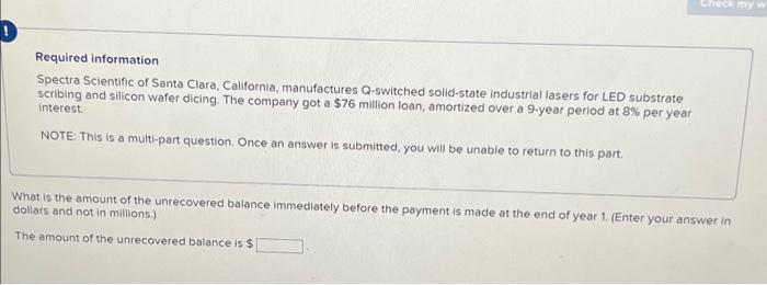 Solved Required information Spectra Scientific of Santa | Chegg.com