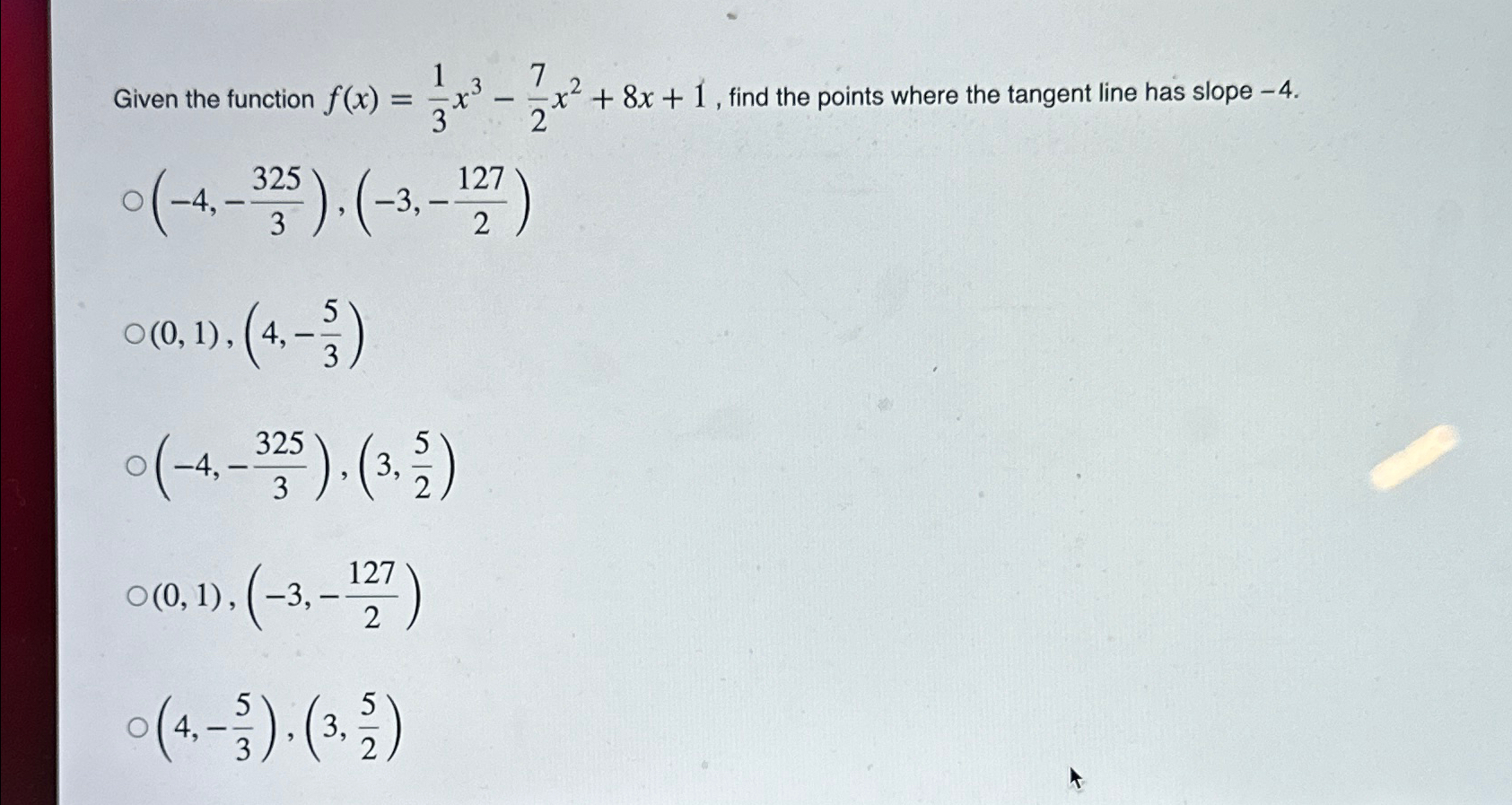Solved Given the function f(x)=13x3-72x2+8x+1, ﻿find the | Chegg.com