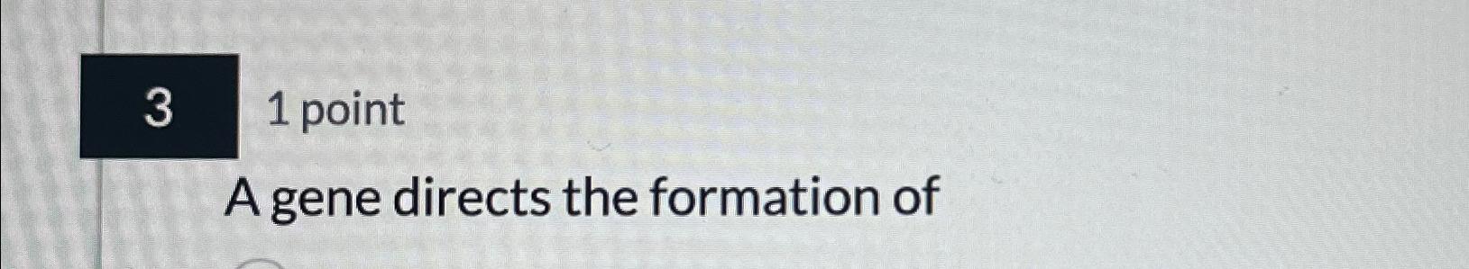 Solved 1 ﻿pointA gene directs the formation of | Chegg.com