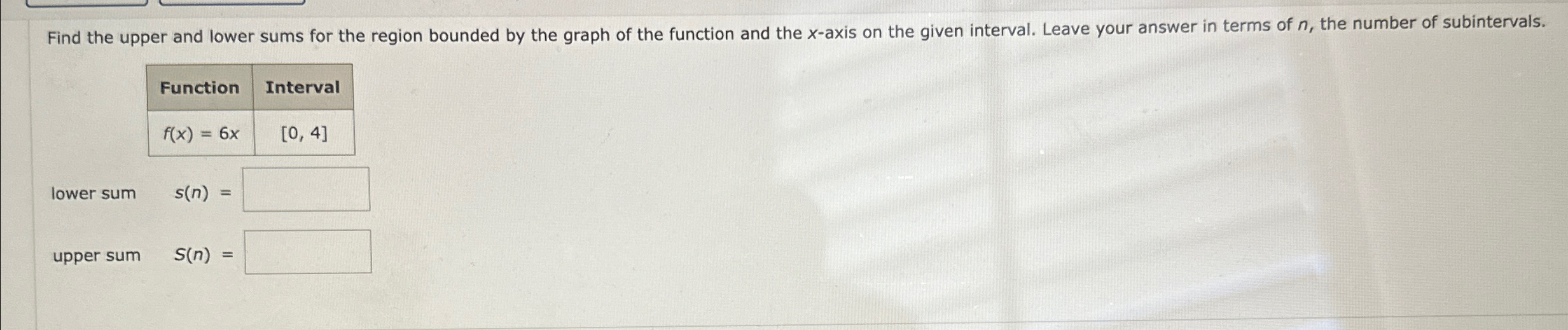 Solved Find the upper and lower sums for the region bounded | Chegg.com