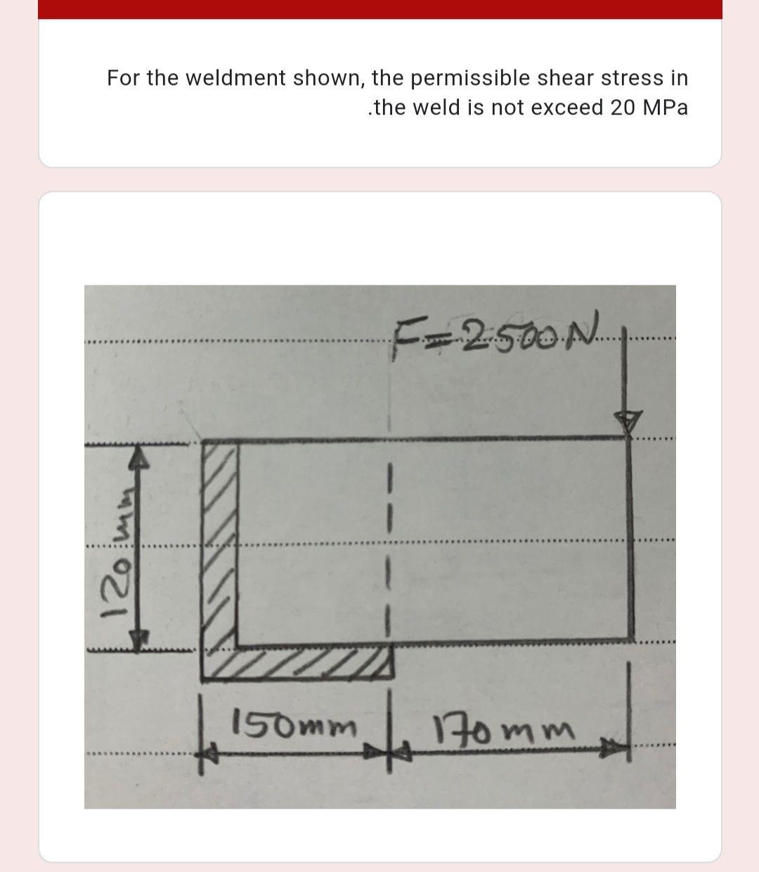 For the weldment shown, the permissible shear stress | Chegg.com