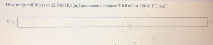 Solved How many milliliters of 12.0 M HCI(aq) are needed to | Chegg.com