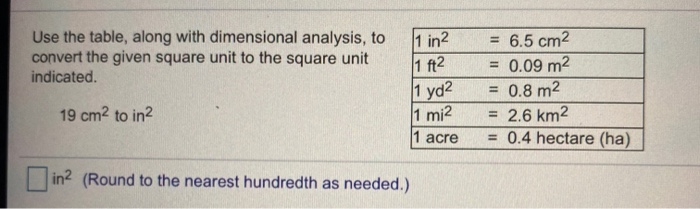 Solved Use the table, along with dimensional analysis, to | Chegg.com