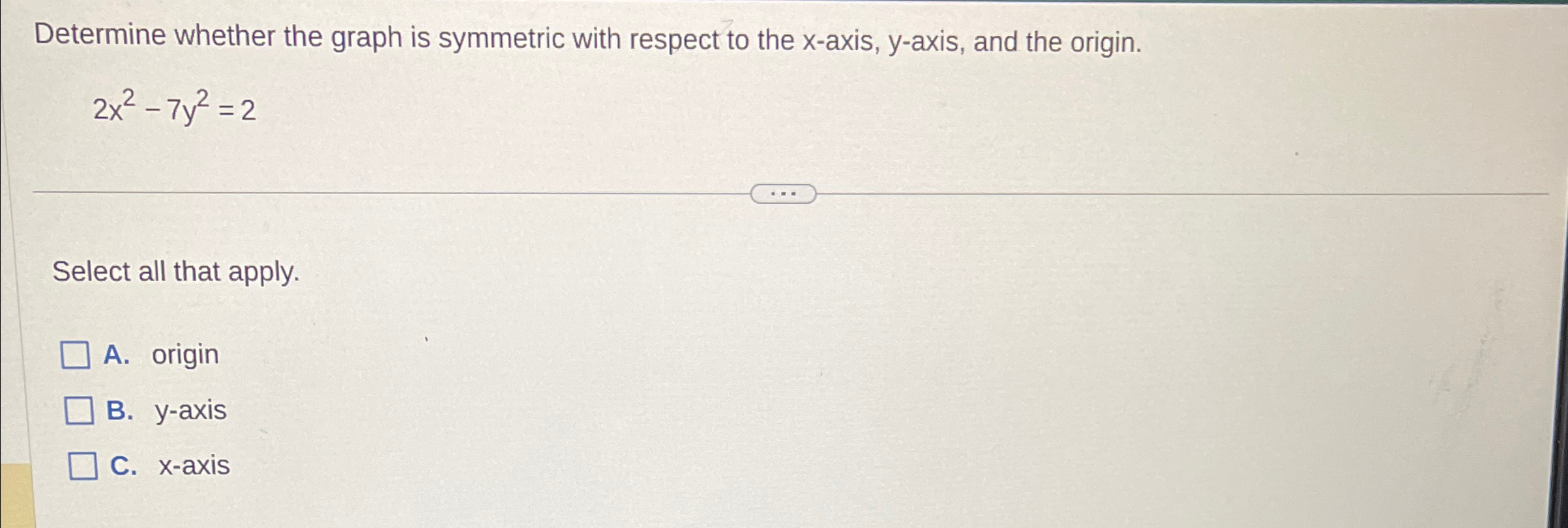 Solved Determine whether the graph is symmetric with respect | Chegg.com