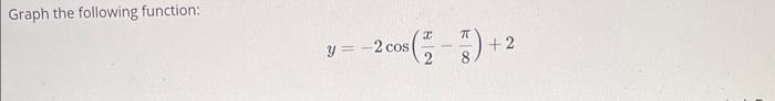 Solved Graph the following function: y=−2cos(2x−8π)+2 | Chegg.com