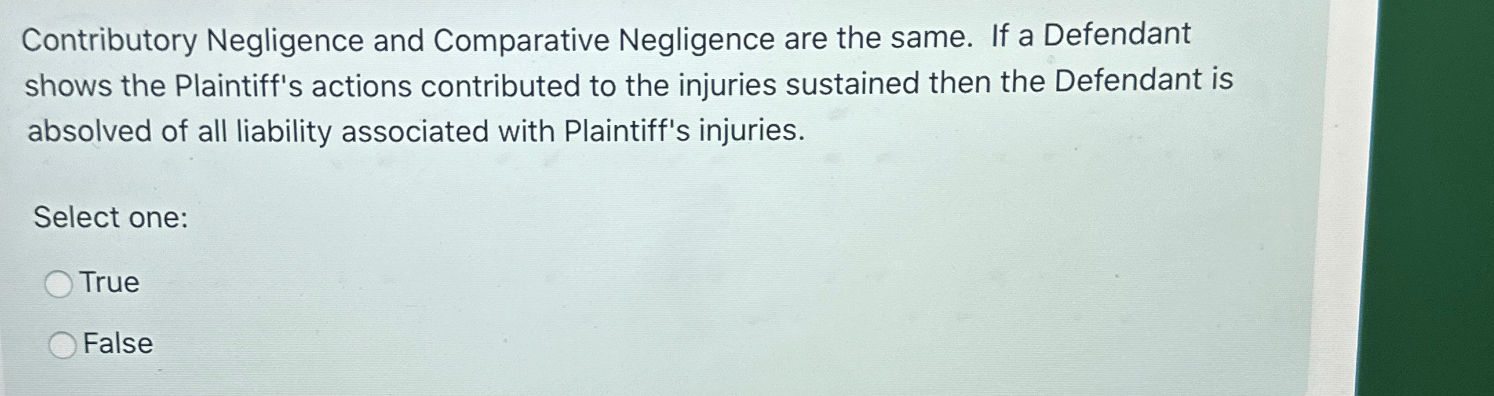 Solved Contributory Negligence and Comparative Negligence | Chegg.com