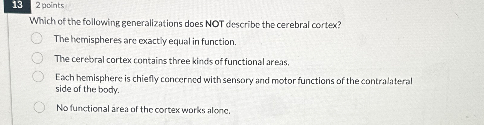 Solved 13 ﻿pointsWhich of the following generalizations does | Chegg.com