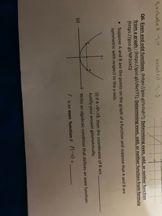 Solved (6) Excluded -,- Included -1,-3 Q6. Even and odd | Chegg.com