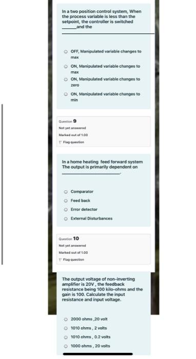 Solved In a two position control system, When the process | Chegg.com