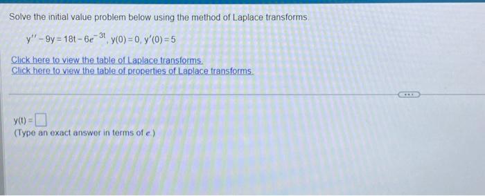 Solved Solve the initial value problem below using the | Chegg.com