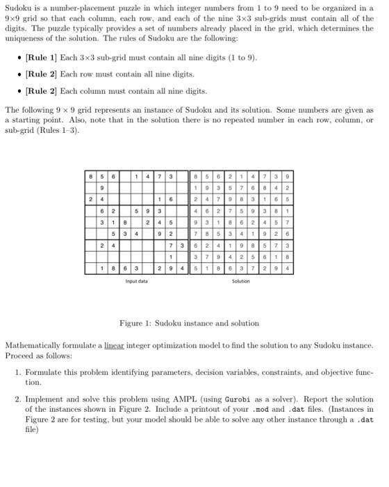 Sudoku is a number-placement puzzle in which integer | Chegg.com