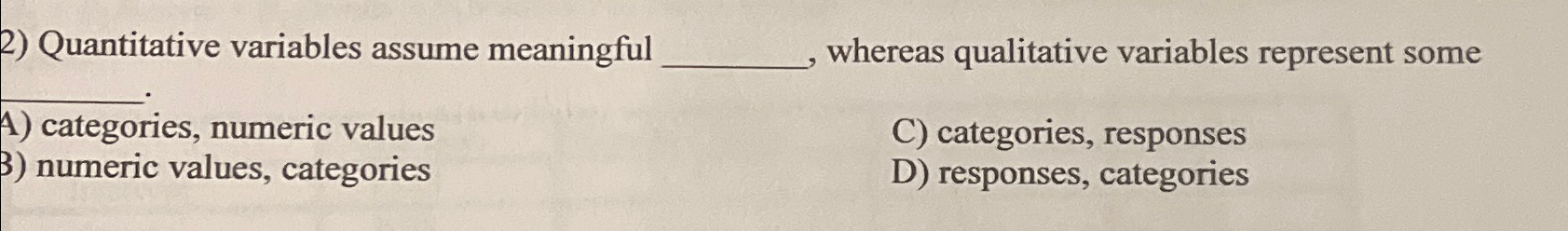 Solved Quantitative variables assume meaningful ﻿whereas | Chegg.com