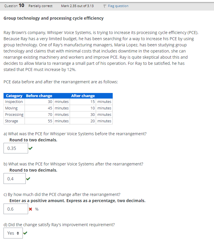 Solved Group technology and processing cycle efficiencyRay | Chegg.com