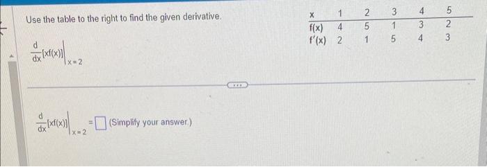 Solved Use the table to the right to find the given | Chegg.com