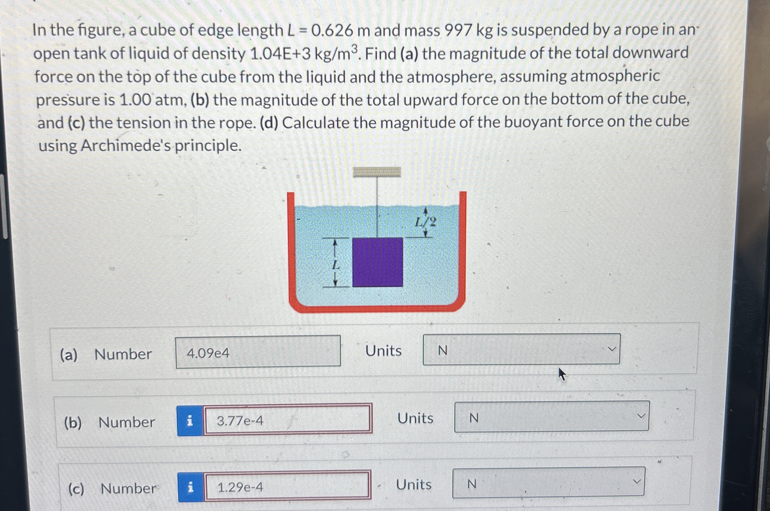 Solved In the figure, a cube of edge length L=0.626m ﻿and | Chegg.com