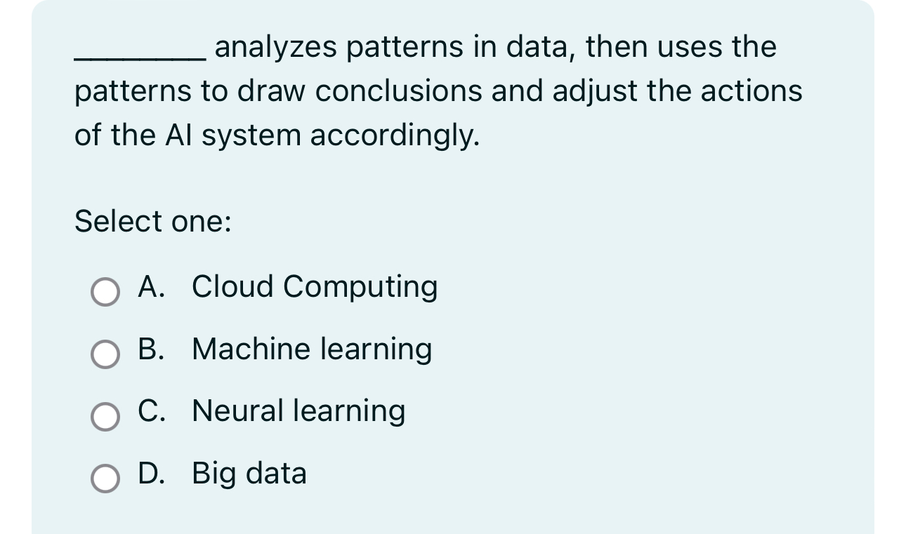Solved analyzes patterns in data, then uses thepatterns to | Chegg.com