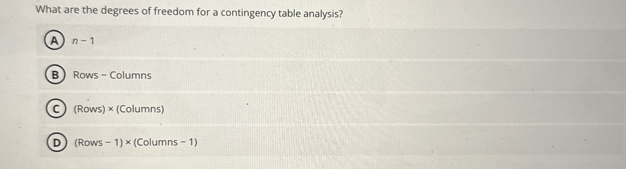 Solved What are the degrees of freedom for a contingency | Chegg.com
