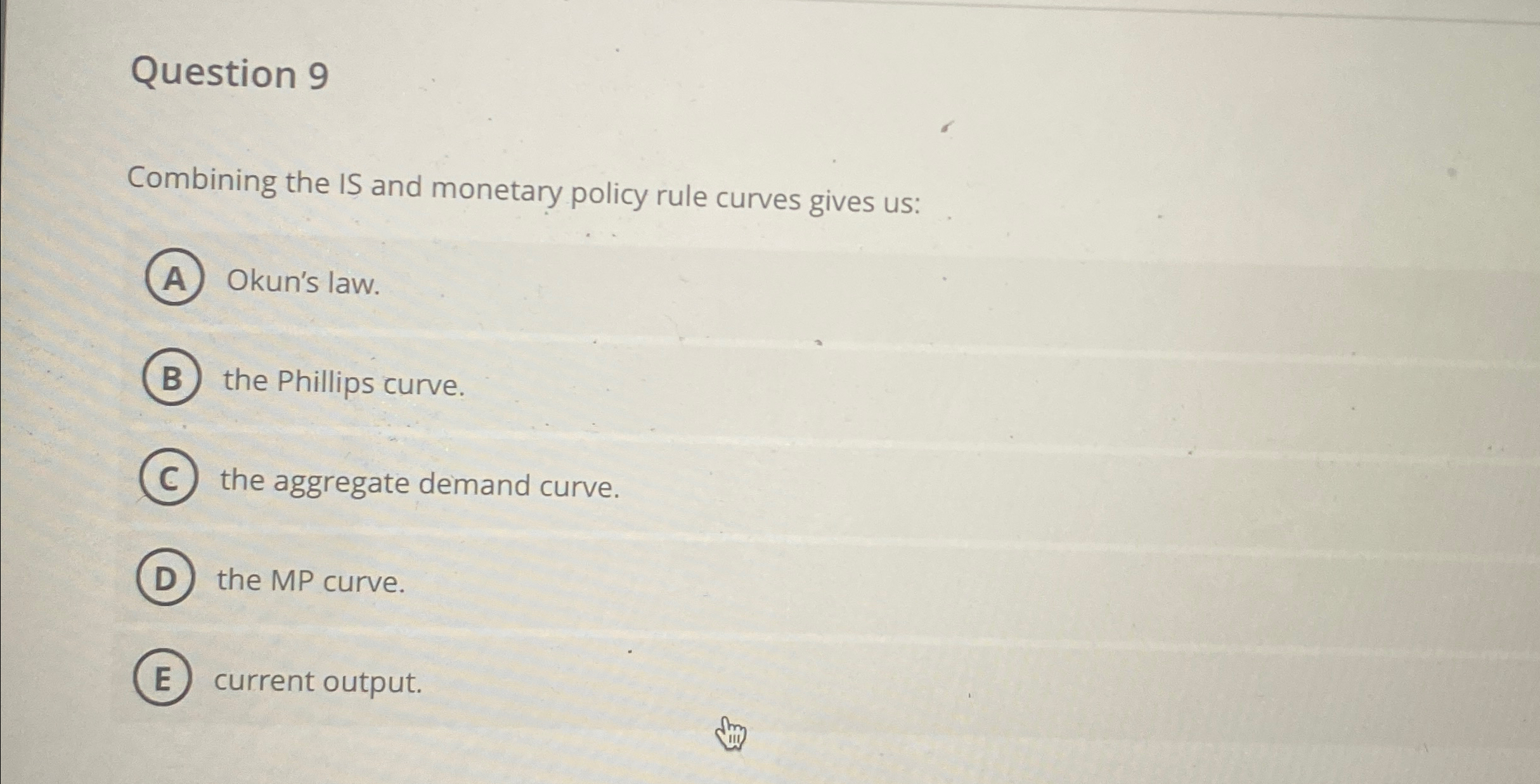 Solved Question 9Combining the IS and monetary policy rule | Chegg.com