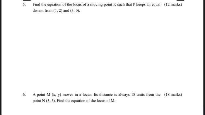 Solved 5. Find the equation of the locus of a moving point | Chegg.com
