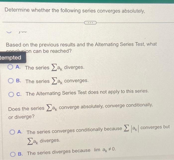 Solved Determine whether the following series converges | Chegg.com