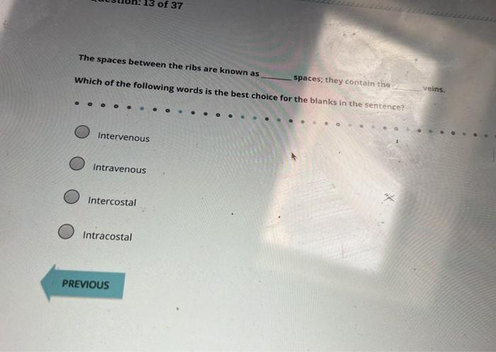 Solved The spaces between the ribs are known as Which of the | Chegg.com