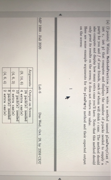 Solved (a) (2 points) Within MethodsPractice.java, write a | Chegg.com