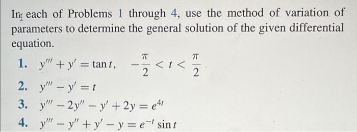 Solved In each of Problems 1 through 4, use the method of | Chegg.com