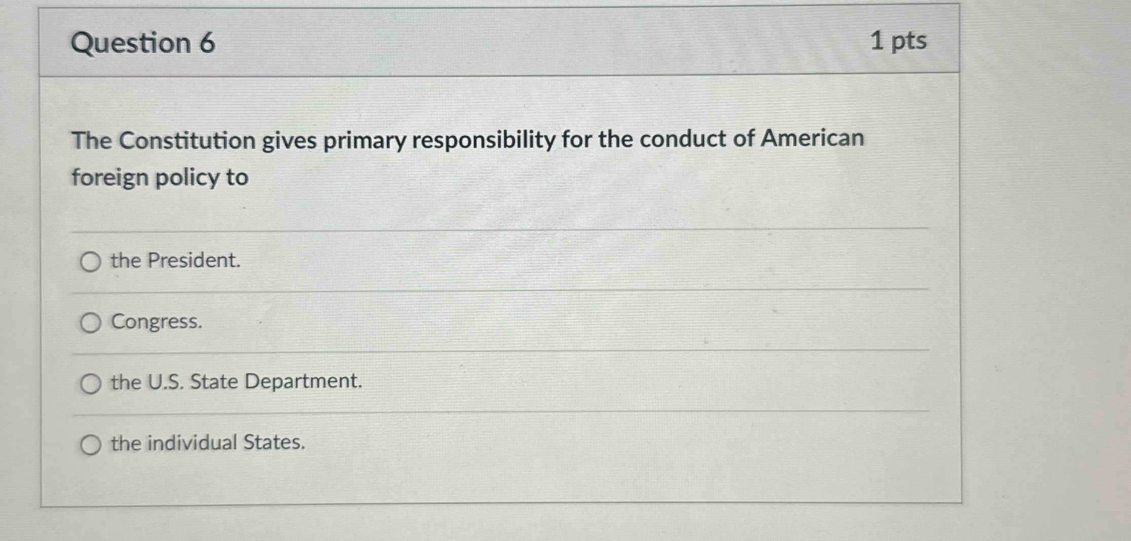 Solved Question 61 ﻿ptsThe Constitution gives primary | Chegg.com
