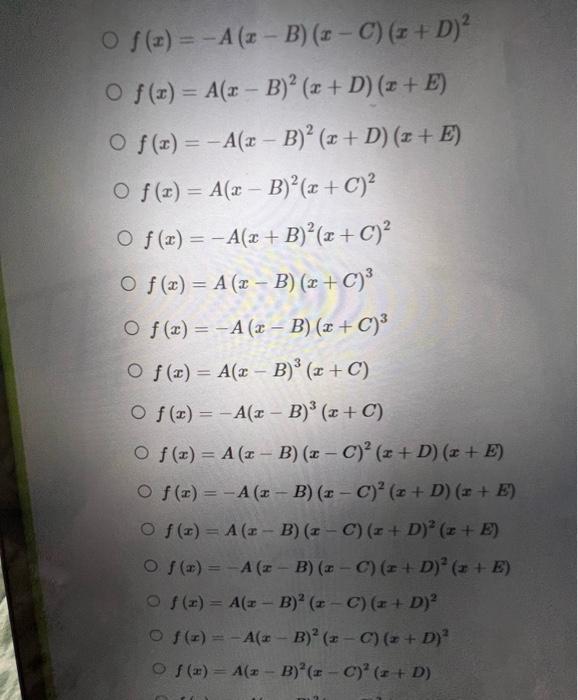 Solved Only one of the functions shown below can possibly | Chegg.com
