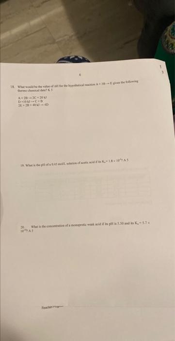 Solved A+21 B=2c+20M(b+1 B)→C+B it =2 s+40k→+40 | Chegg.com