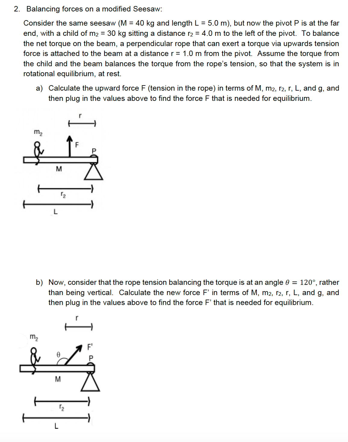 Solved Balancing forces on a modified Seesaw:Consider the | Chegg.com