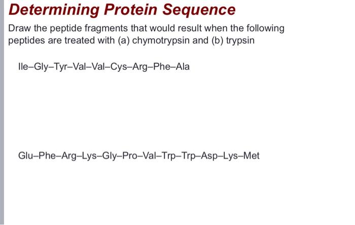 Solved Determining Protein Sequence Draw the peptide | Chegg.com