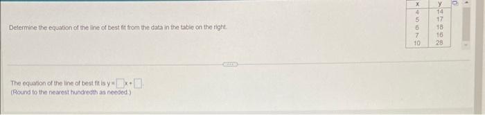 Solved determine the equation of the line of best fit from | Chegg.com