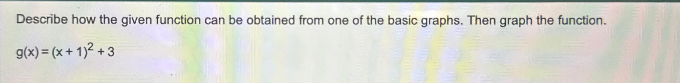 Solved Describe how the given function can be obtained from | Chegg.com